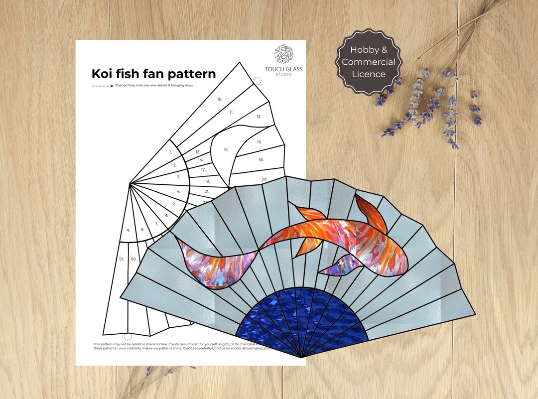 Koi Fish Fan Stained Glass Pattern, Fan Pattern, Digital Download, DIY ...