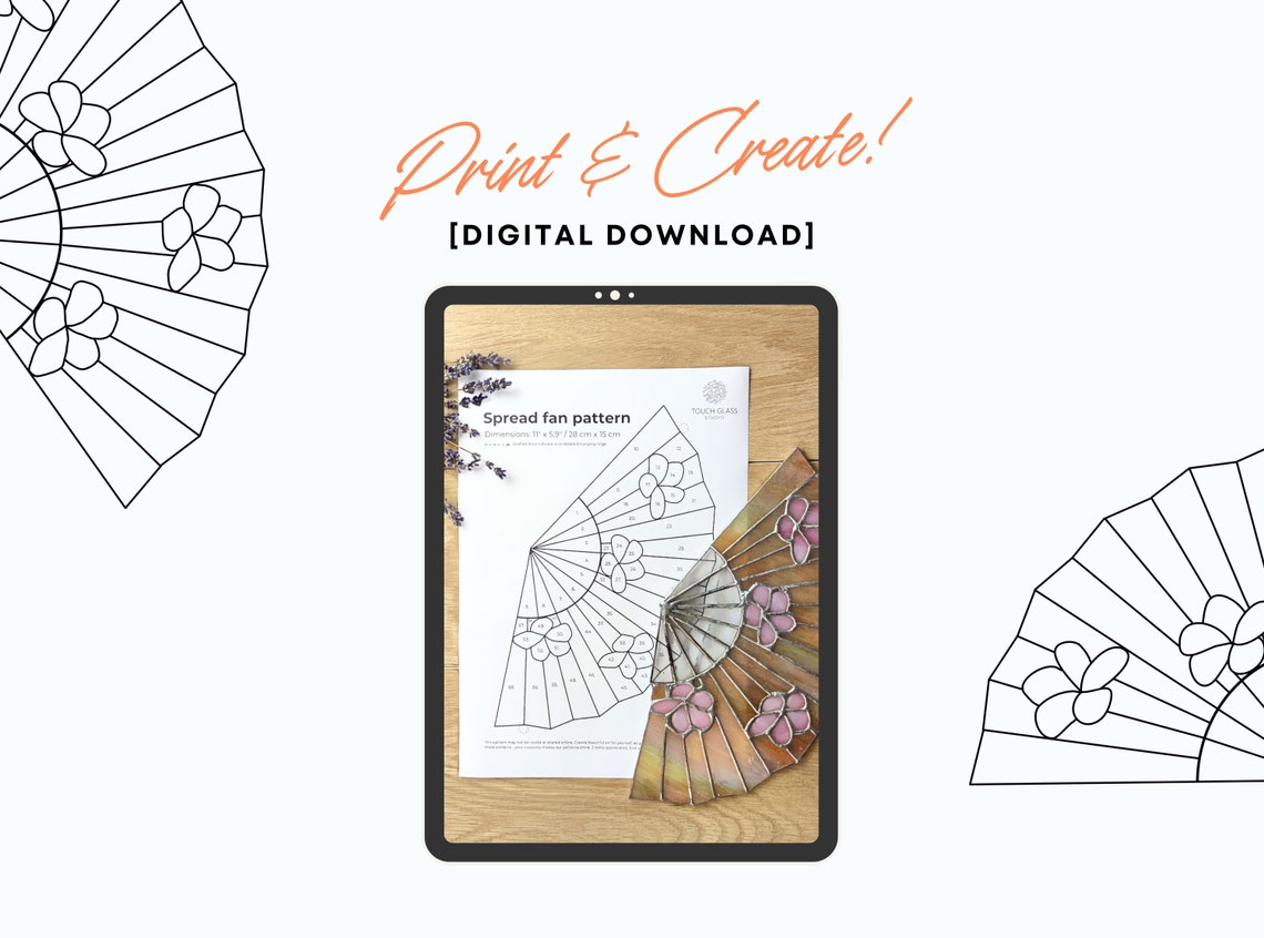 Spread Fan Stained Glass Pattern, Fan Pattern, Digital Download, DIY ...