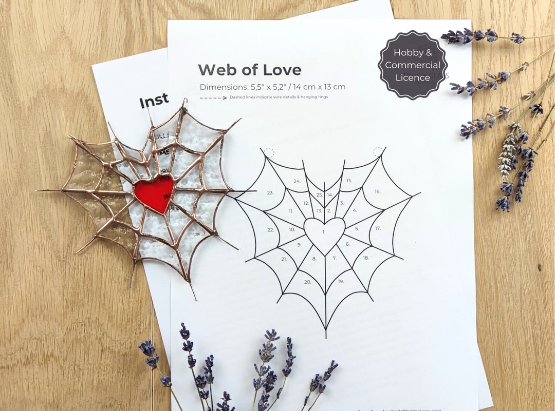 Valentine's Day Stained Glass Pattern, Web of Love, Heart Stained Glass ...