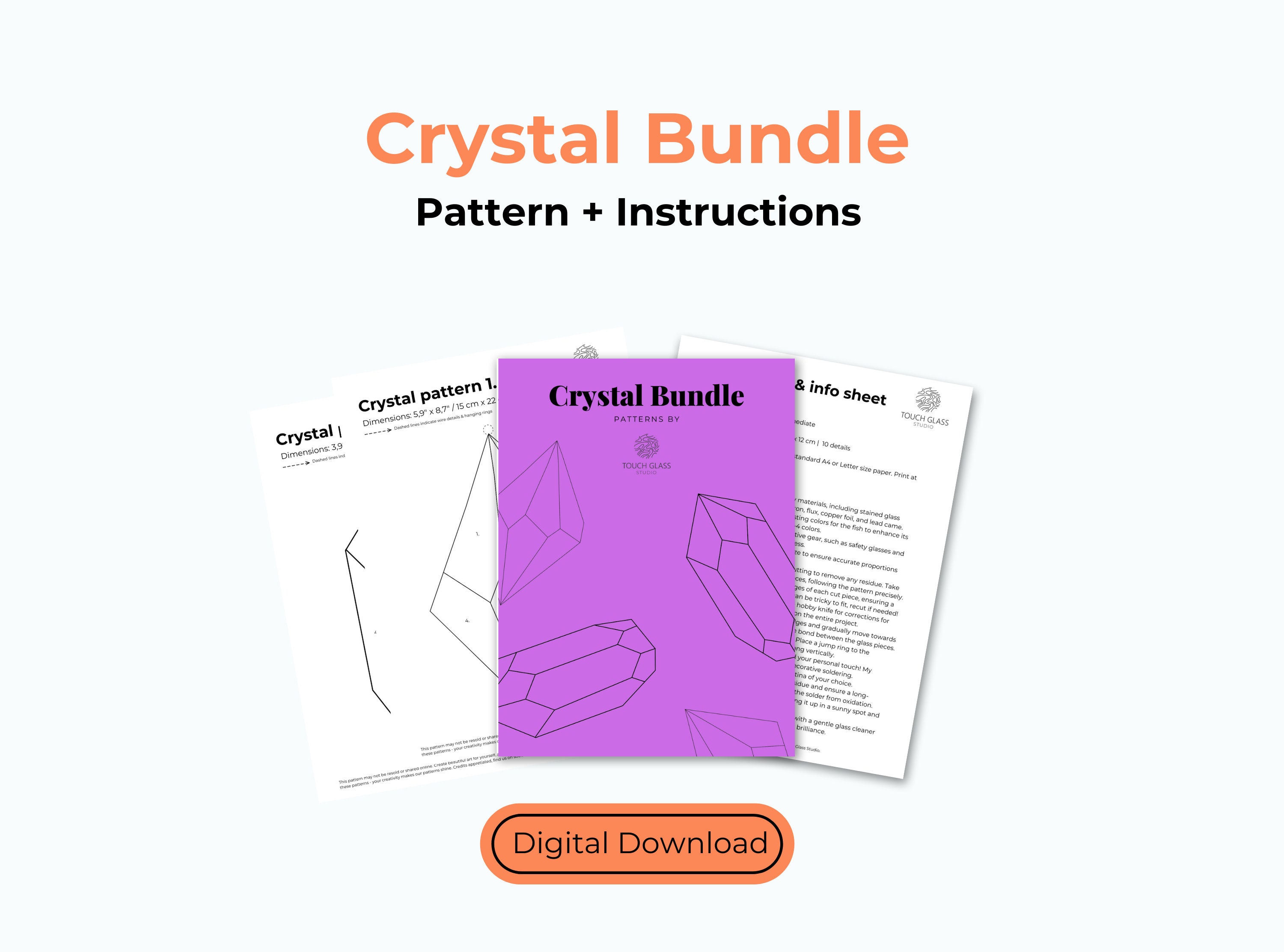 Crystal Bundle Stained Glass Pattern, Crystal Pattern, Digital Download ...