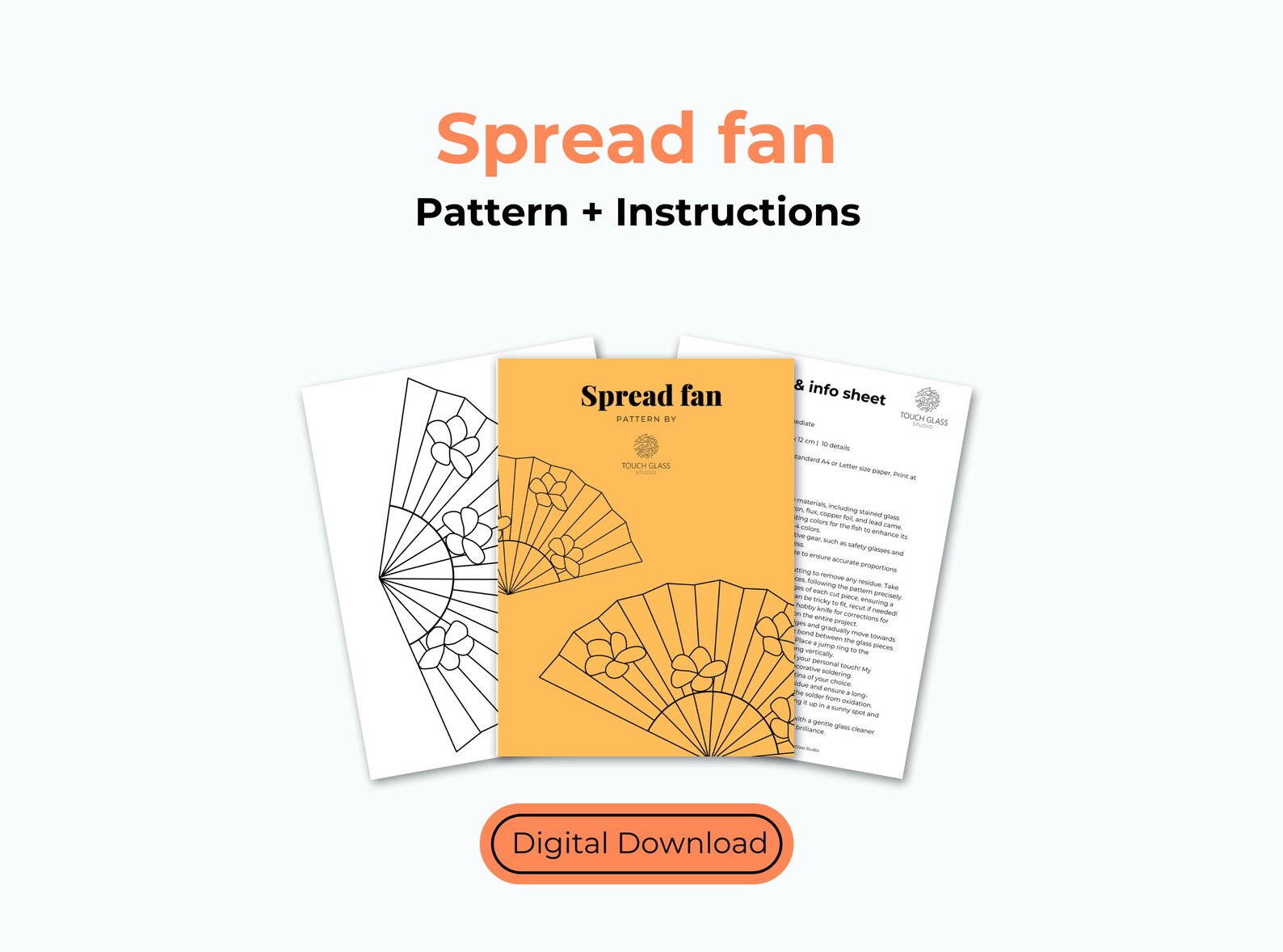 Spread Fan Stained Glass Pattern, Fan Pattern, Digital Download, DIY ...