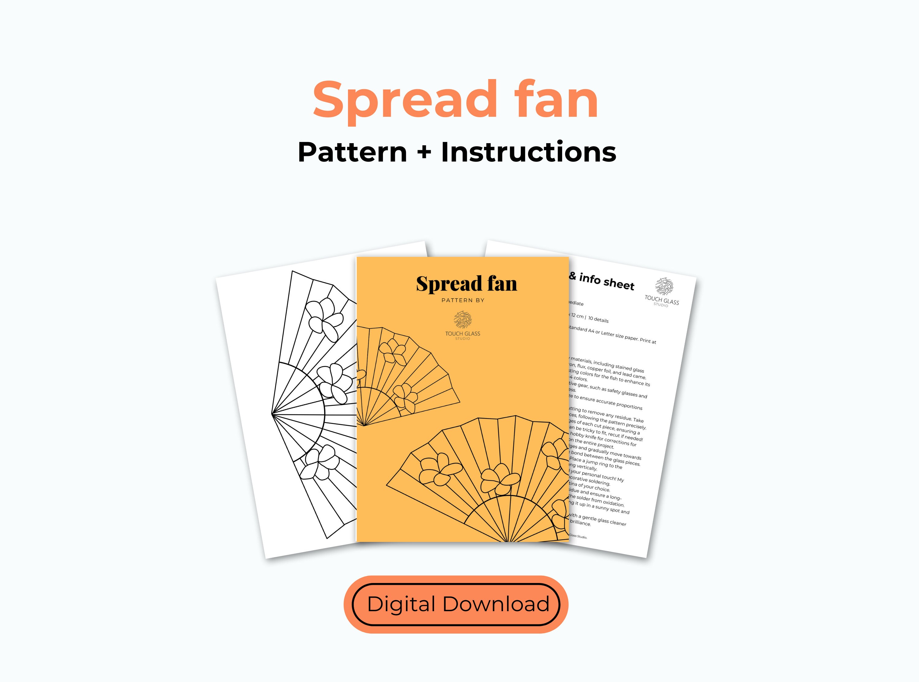Spread Fan Stained Glass Pattern, Fan Pattern, Digital Download, DIY ...