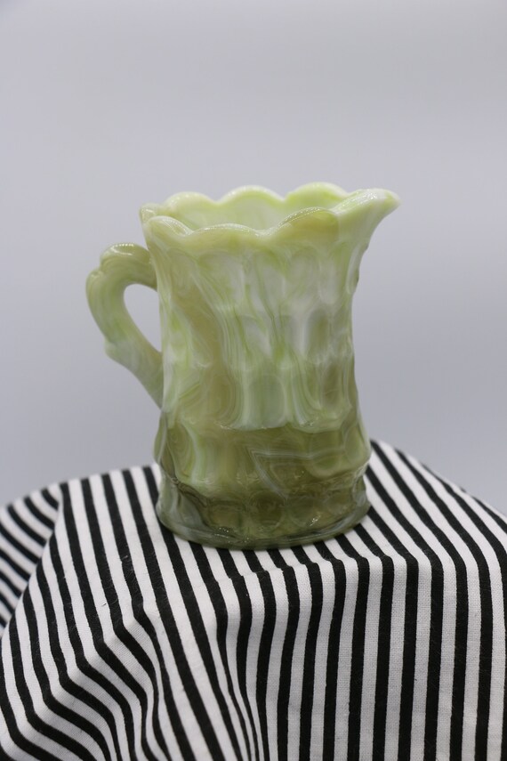 Green Slag Glass Creamer Vintage Kanawha Brand White and - Etsy