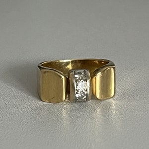 3884 Tank Ring 40s Yellow Gold Diamonds - Etsy