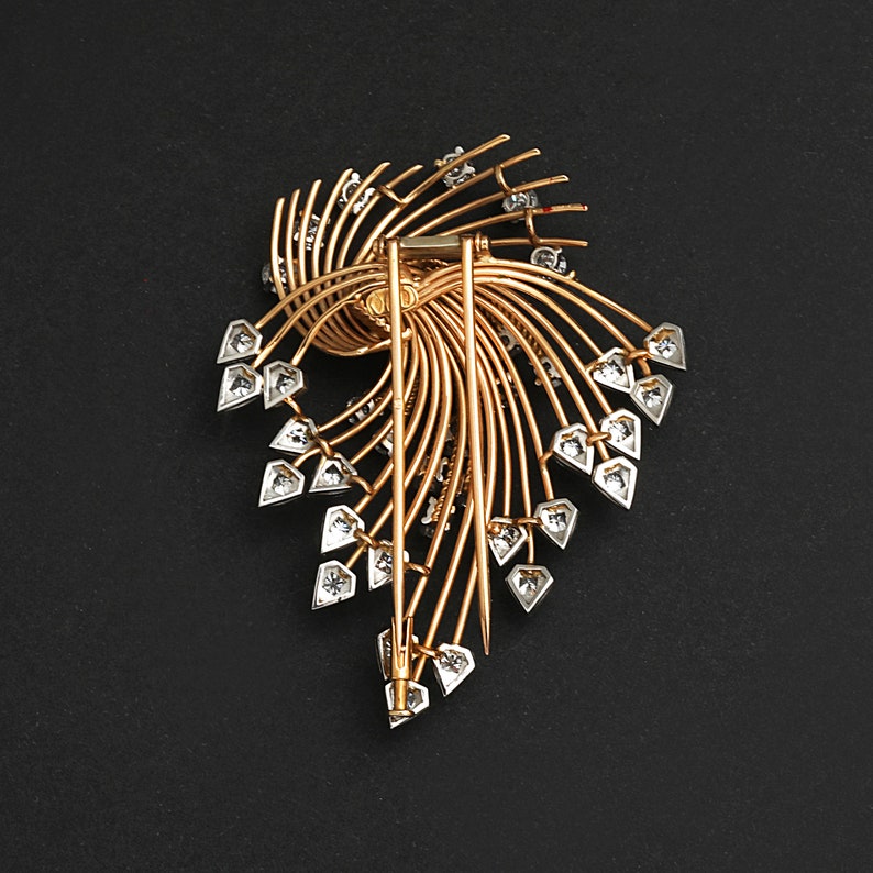1932 – Clip Reverse Yellow Gold Platinum Diamonds 2.20 Ct - Etsy