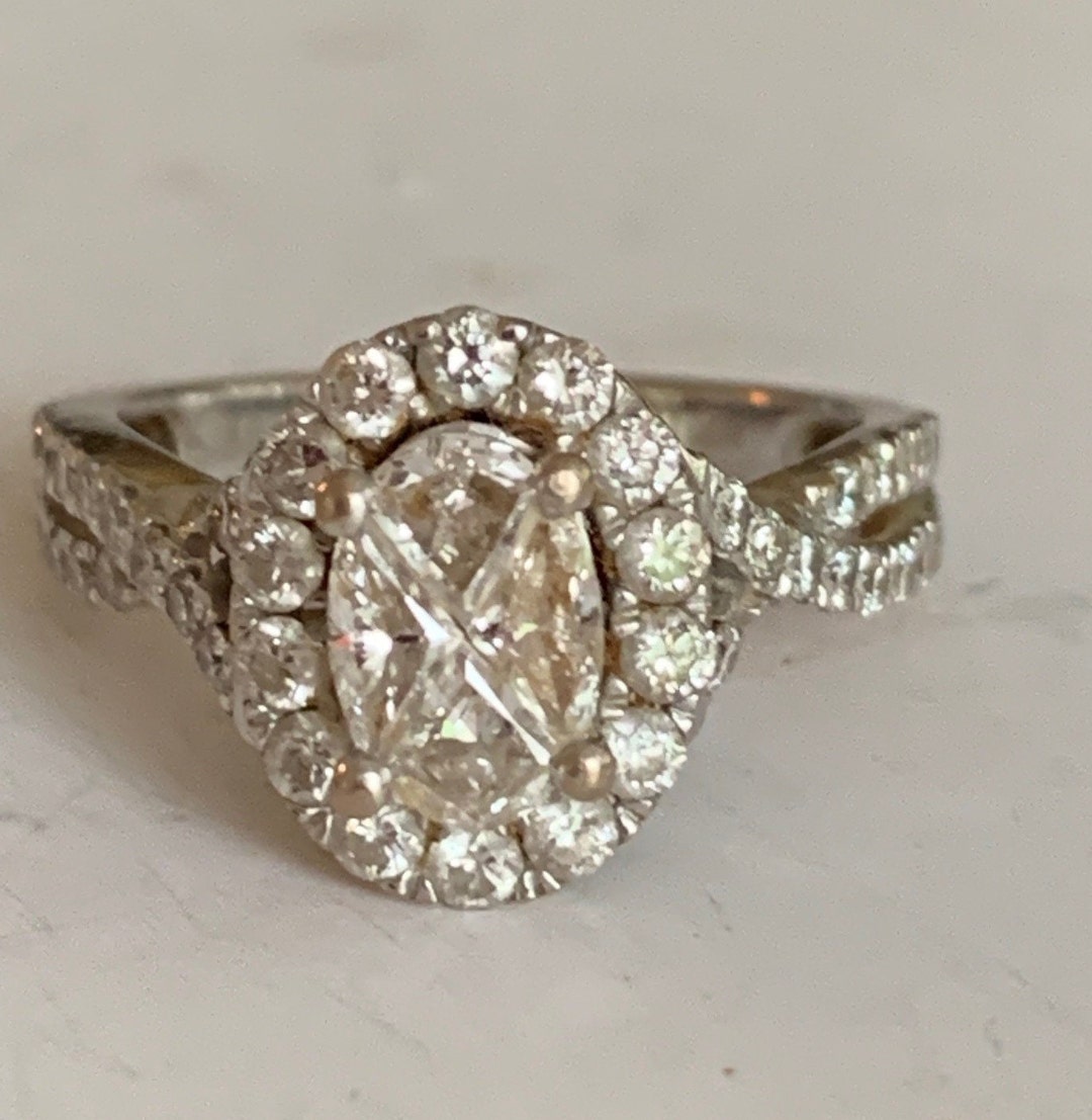3269 Diamond Grey Gold Ring - Etsy
