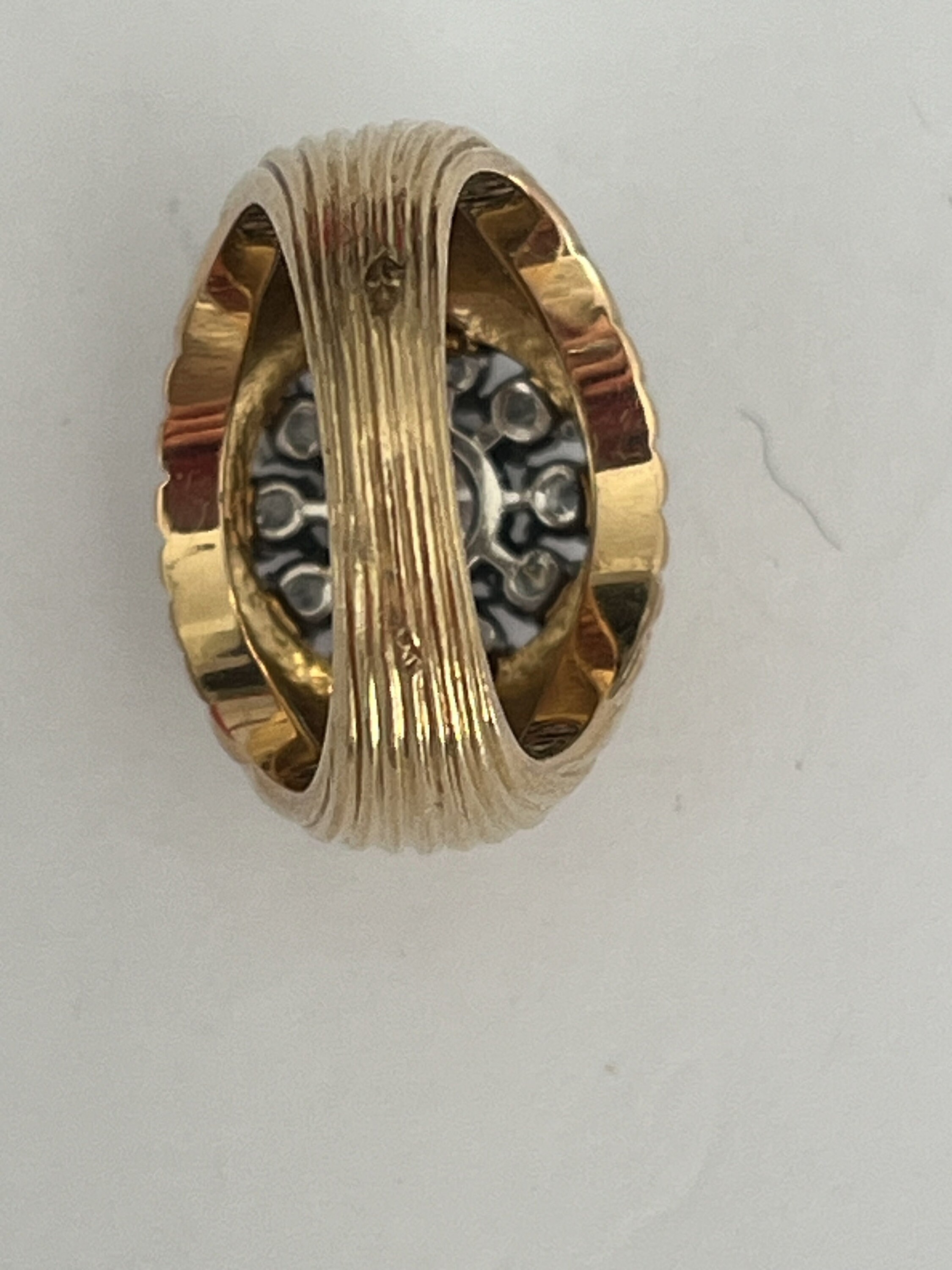 5454- Dome Ring Yellow Gold Platinum Diamonds (0.60 Ct in the Center ...
