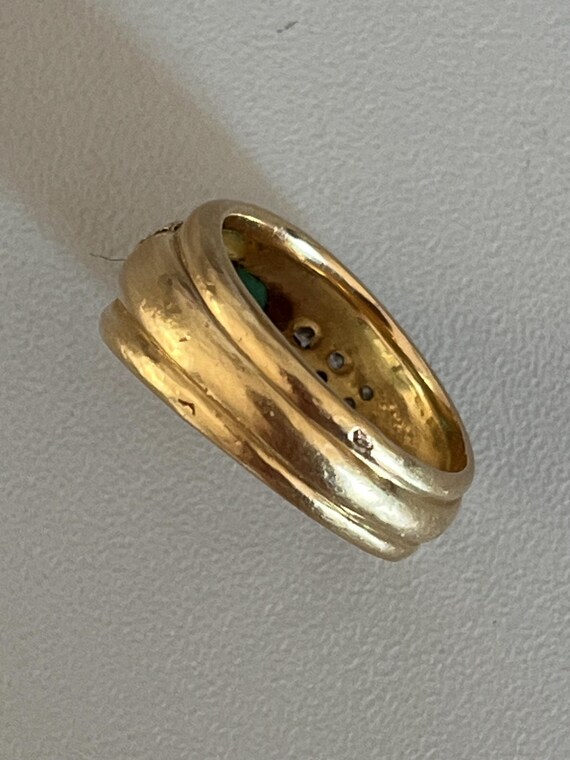 5971- Yellow Gold Emerald Diamond Band Ring - Gem