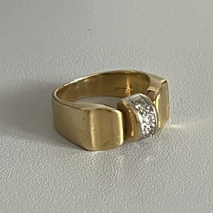 3884 Tank Ring 40s Yellow Gold Diamonds - Etsy