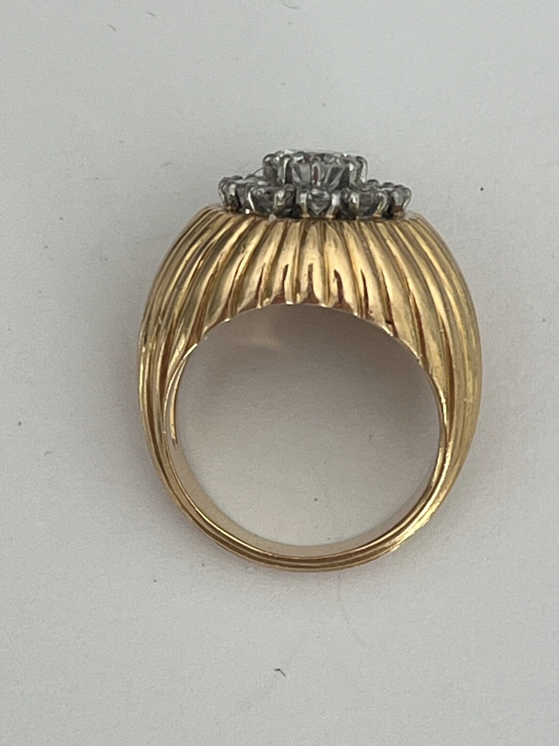 5454- Dome Ring Yellow Gold Platinum Diamonds (0.60 Ct in the Center ...