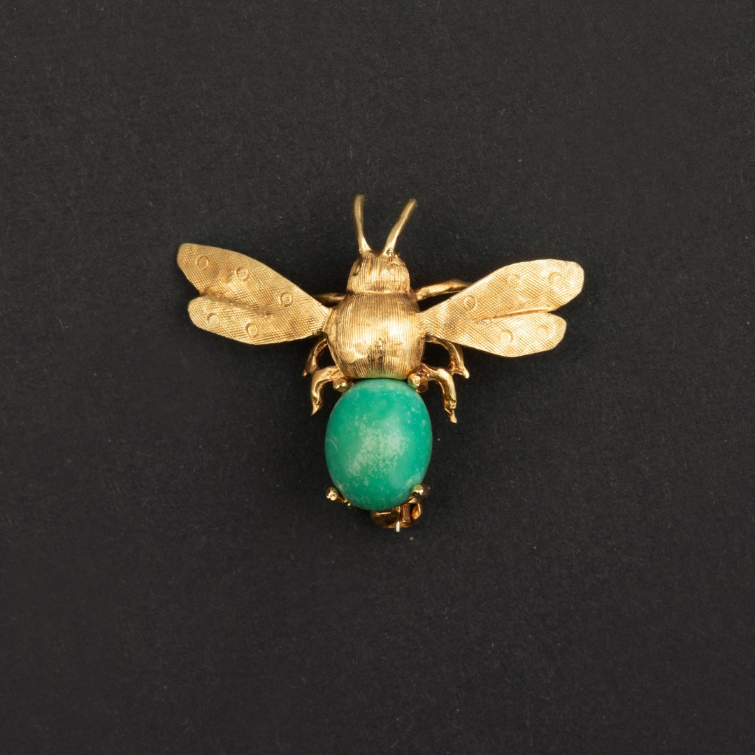 2158 – Turquoise Yellow Gold Bee Brooch - Etsy