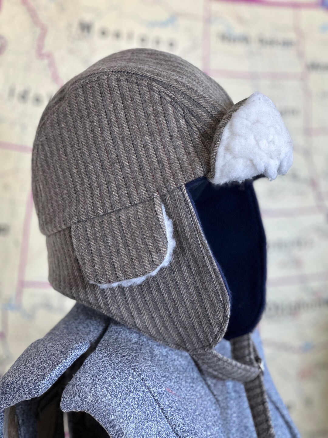 Upcycled Wool Aviator Hat Beige Stripe Adult Large - Etsy