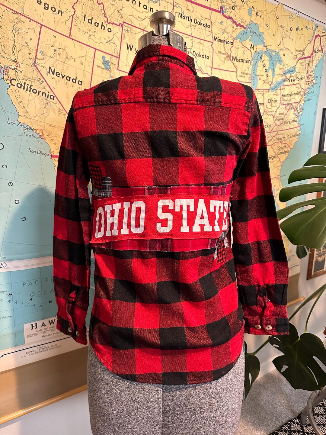Upcycled Flannel Art Shirt Ohio State Size XS/S - Etsy