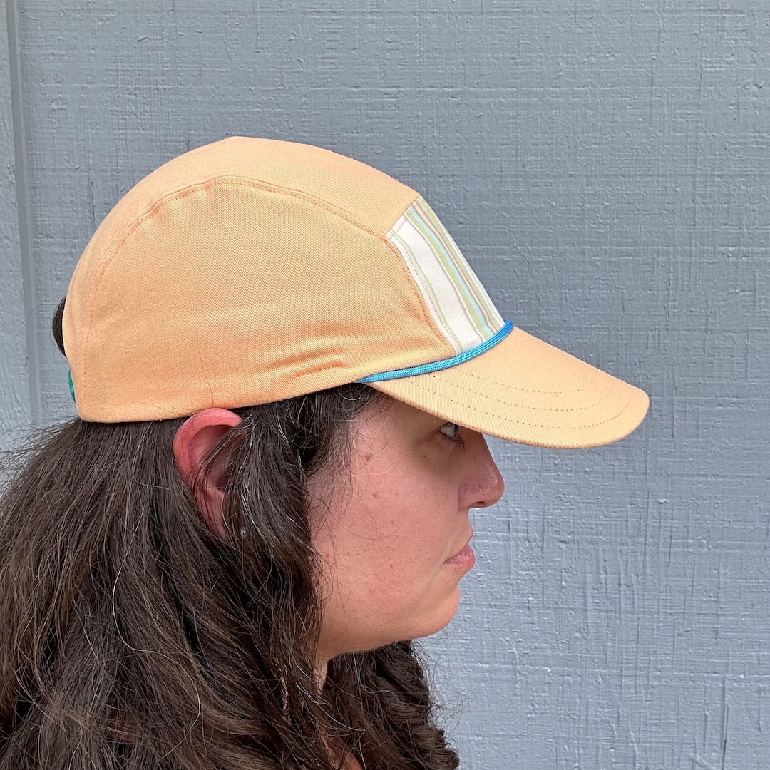 Upcycled Five Panel Hat Medium Creamsicle Orange With Pastel Stripe ...