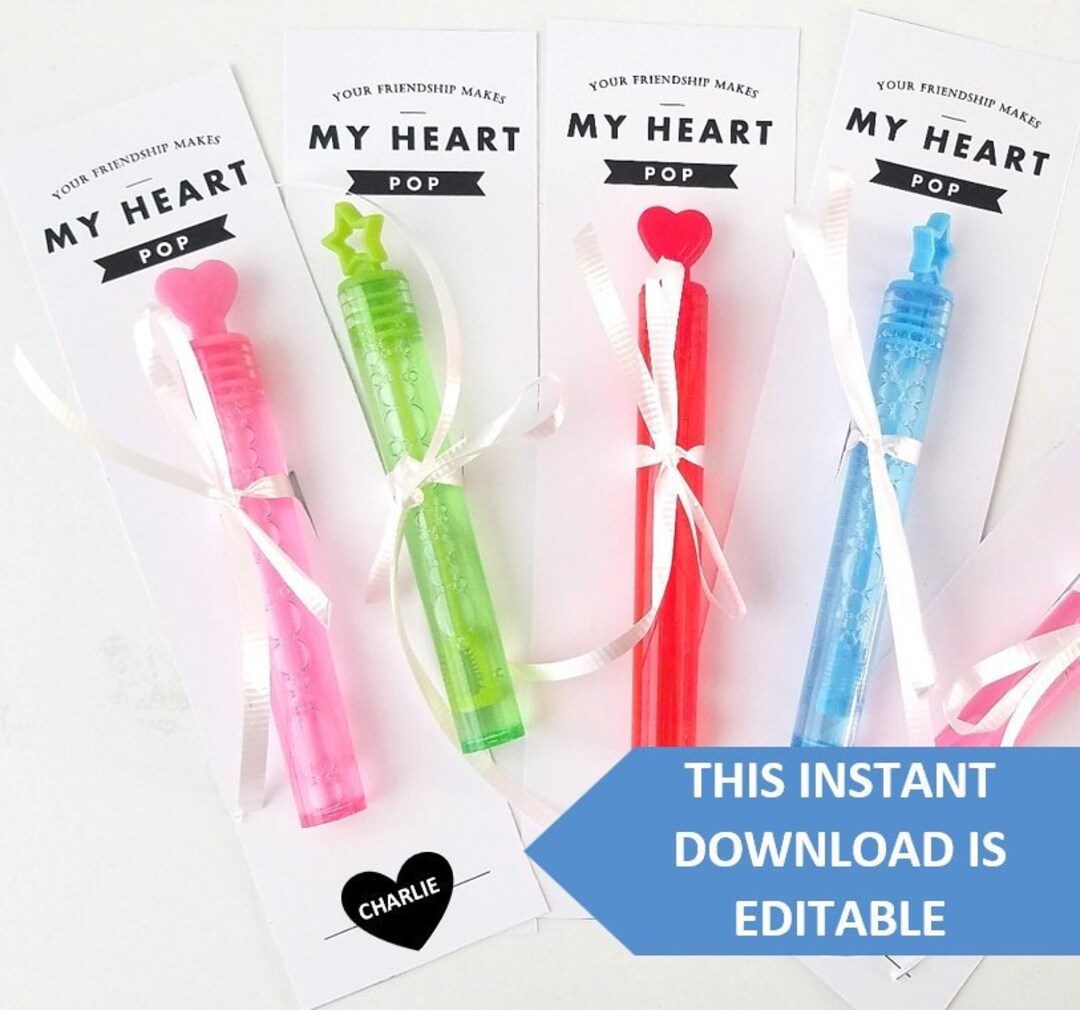 Editable, Bubble Valentines Tag, Makes My Heart Pop, Bubble Valentine ...