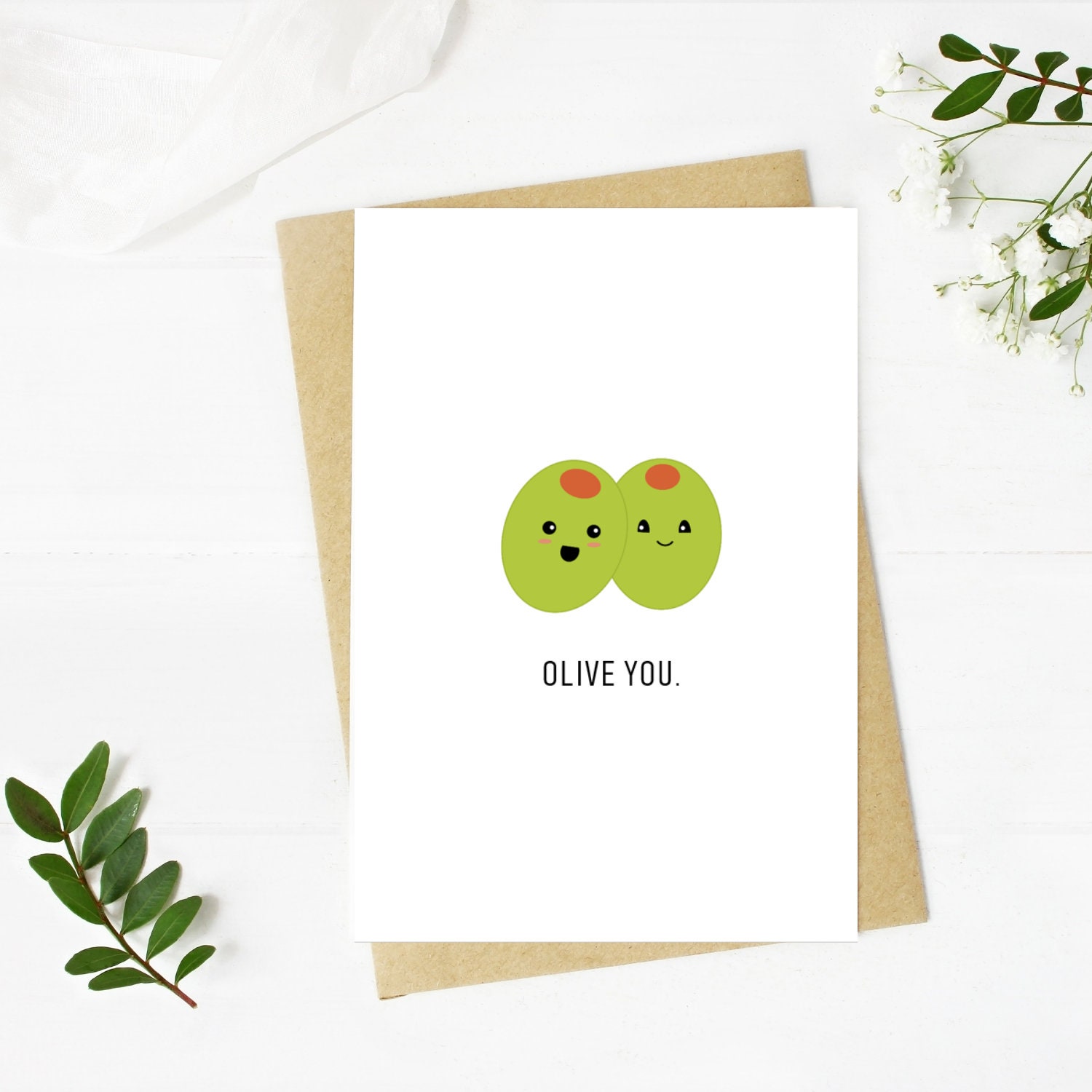 Printable "olive You". Cute Valentine's Day Card for Him or for Her - Etsy