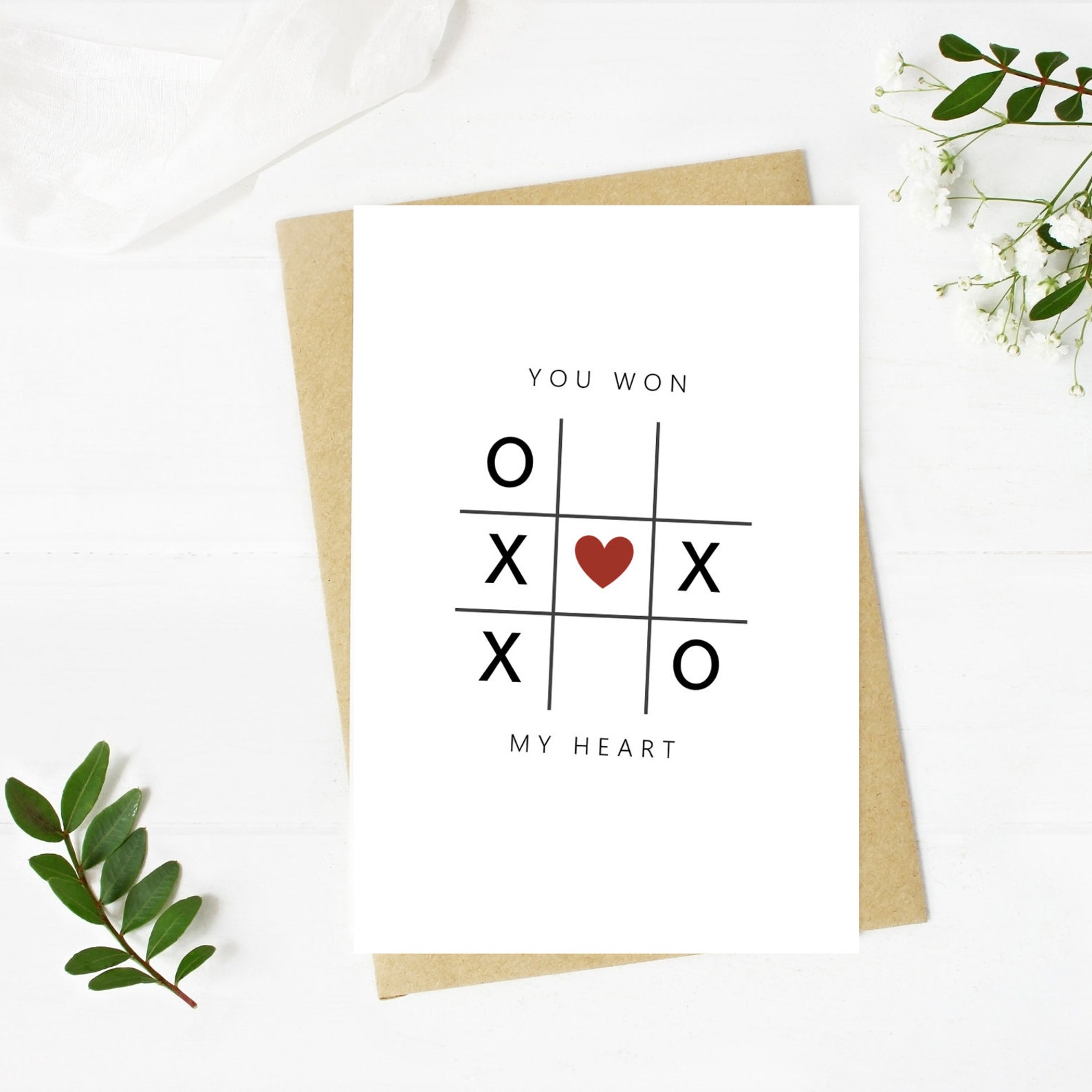 Printable You Won My Heart Card, Valentine's Day Card, Tic Tac Toe ...