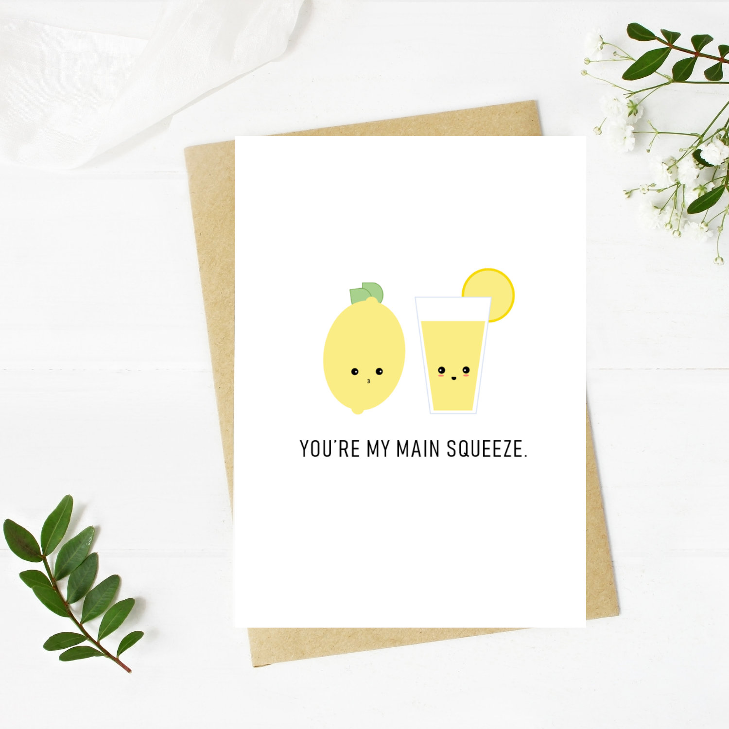 Printable Lemon Greeting Card, You're My Main Squeeze, Pun Card ...