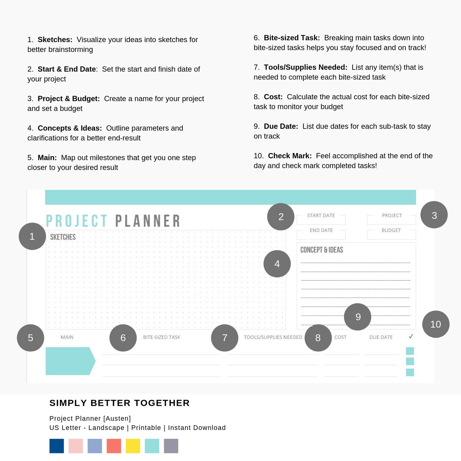 Project Planner Printable Insert, Digital PDF Worksheet Form Available ...