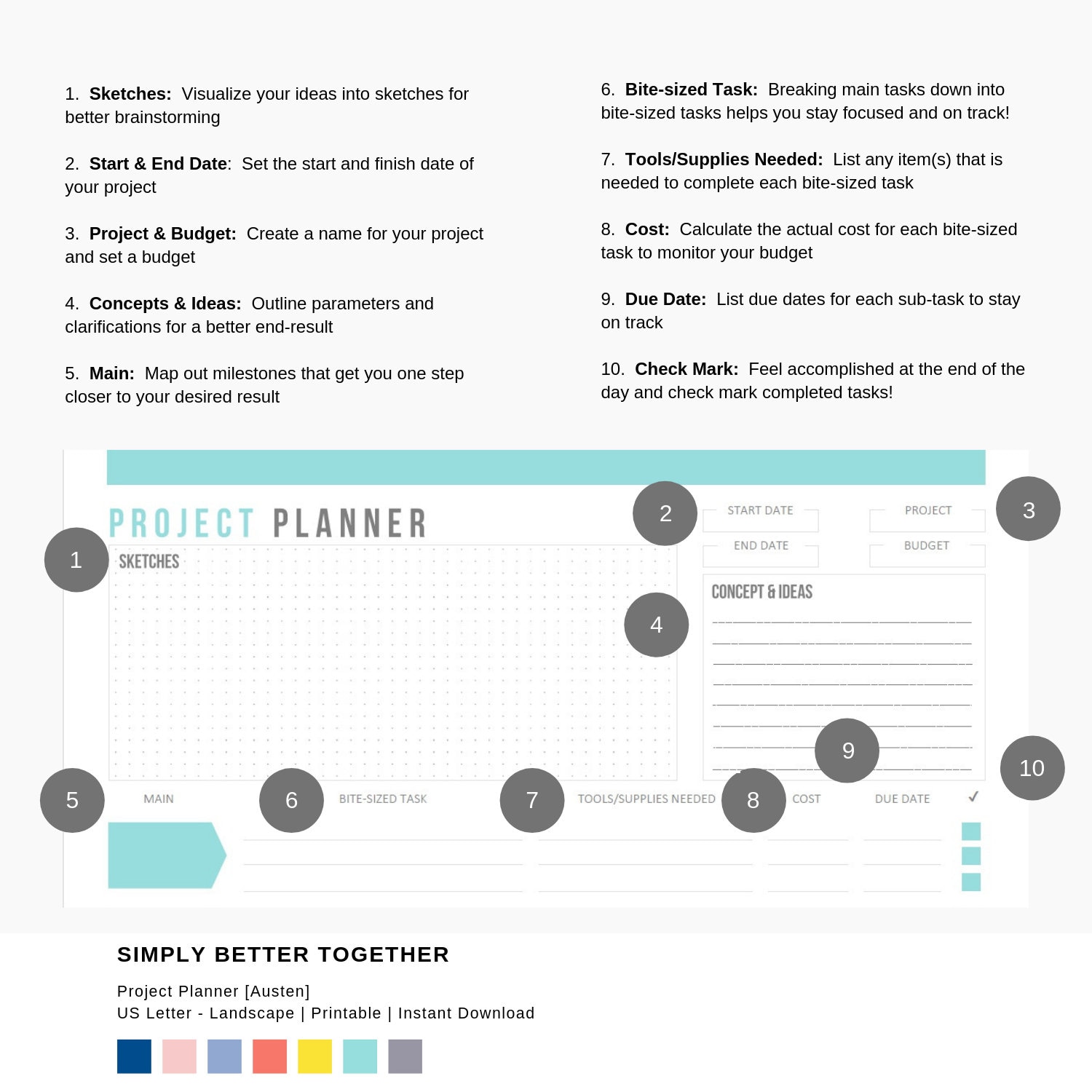 Project Planner Printable Insert, Digital PDF Worksheet Form Available ...