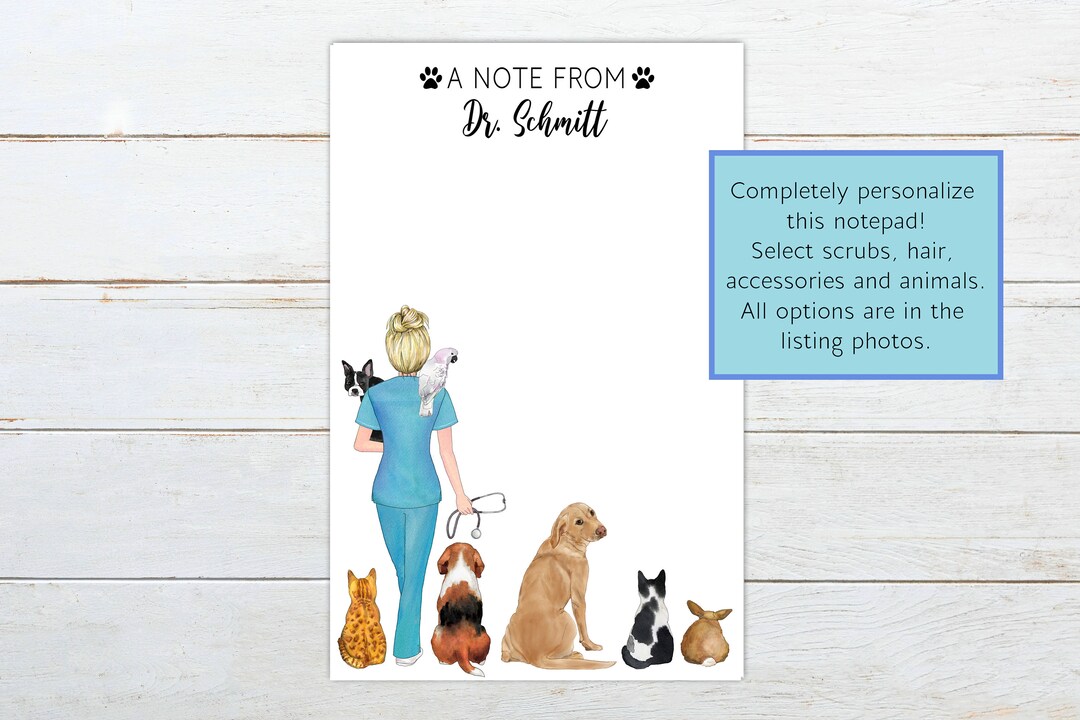 Personalized Veterinarian Notepad, Vet Tech Gift, Veterinarian Gift ...
