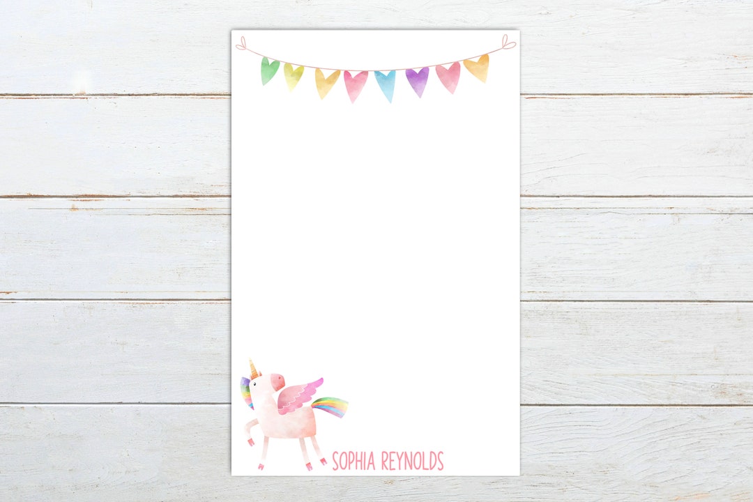 Personalized Unicorn Notepad, Unicorn Notepad for Girls, Unicorn ...