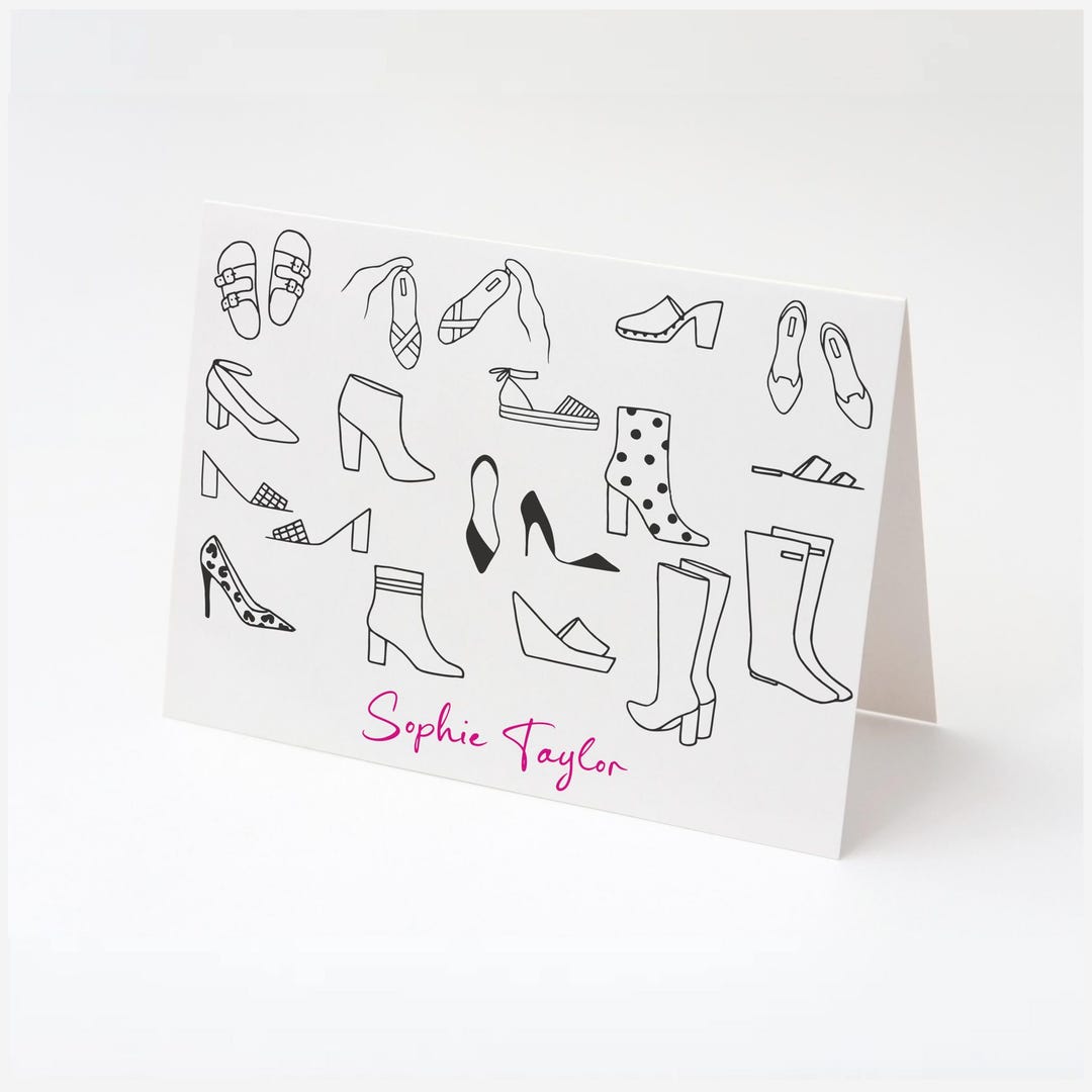 Personalized Shoe-themed Folded Note Cards - Custom Name Fashion ...