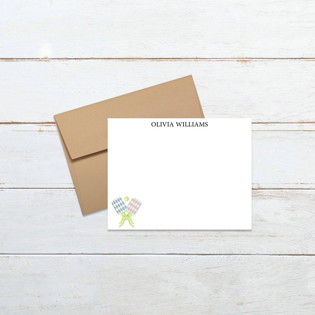 Personalized Pickleball Note Cards With Kraft Envelopes, Stationery ...