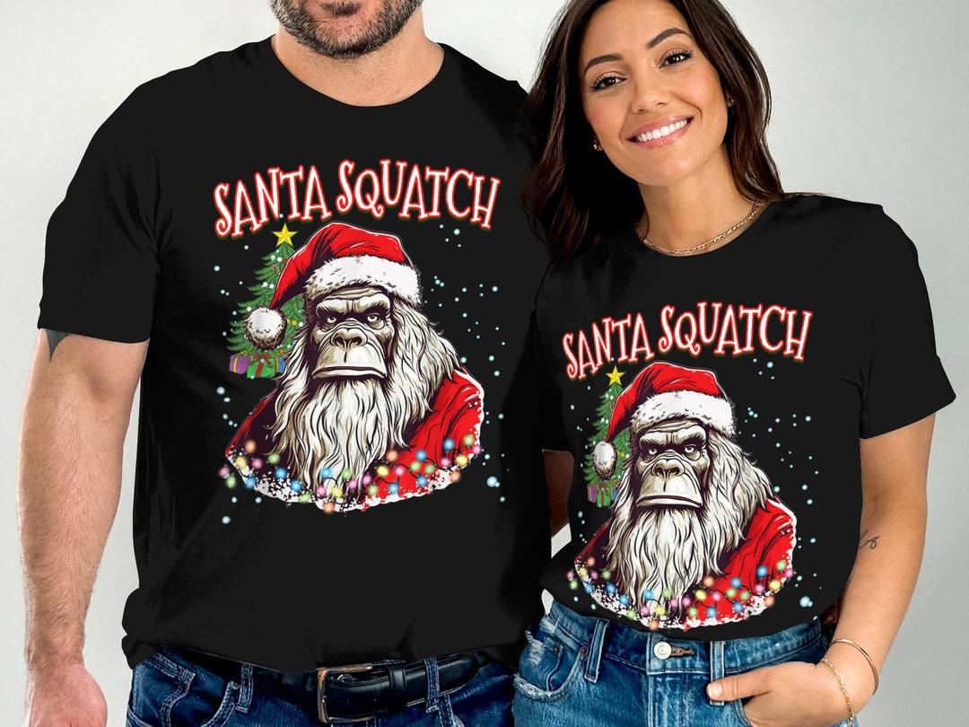 Funny Christmas Sasquatch Tee, Santa Squatch T Shirt, Quirky Holiday ...