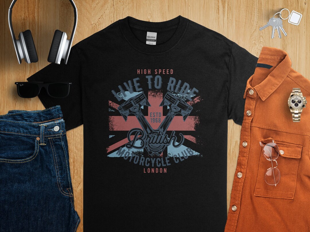 Vintage British Motorcycle Club T-shirt, Retro Biker Tee, Live to Ride ...