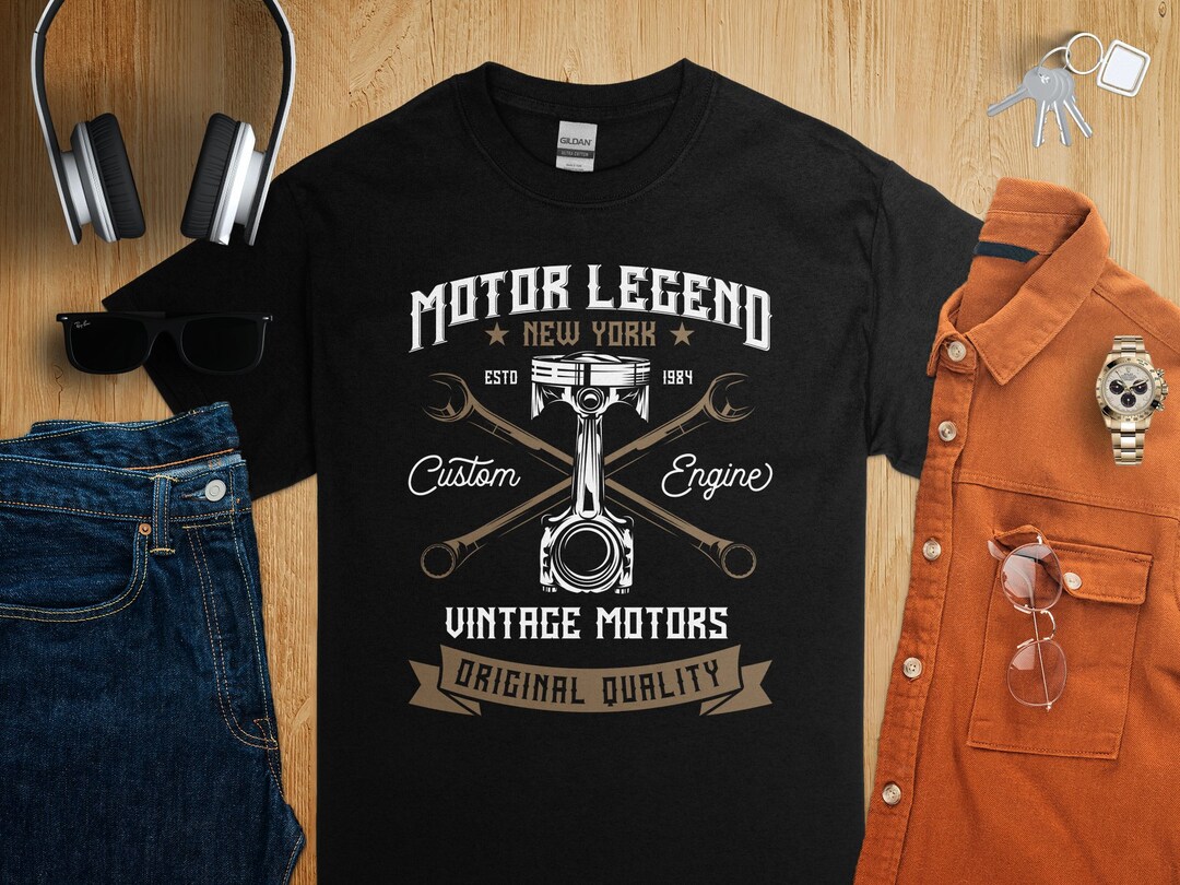 Vintage Motors T-shirt, Motor Legend New York Tee, Custom Engine Auto ...