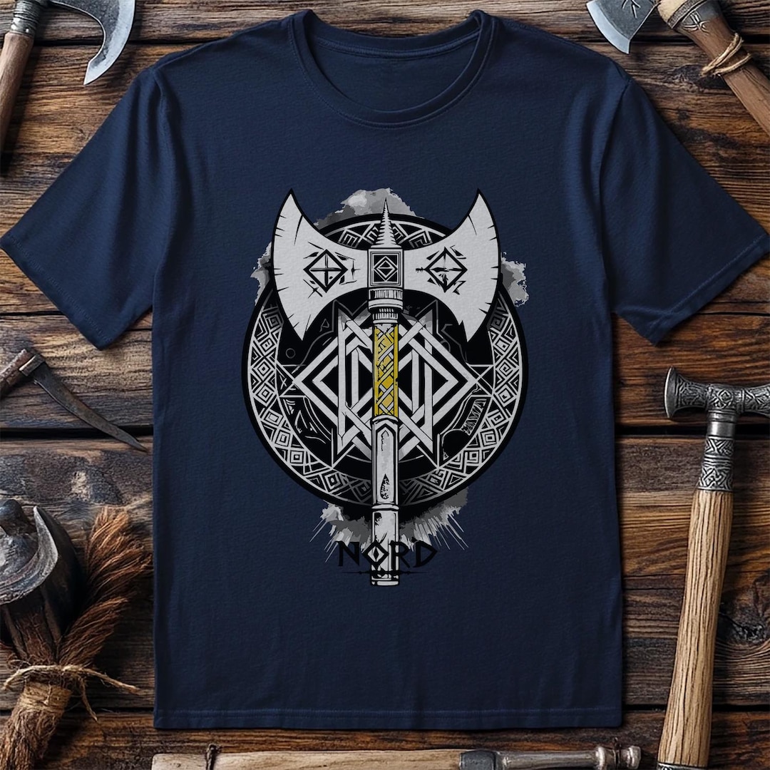 Viking Nordic T-shirt Norse Mythology Viking Axe Symbol Viking Warrior ...