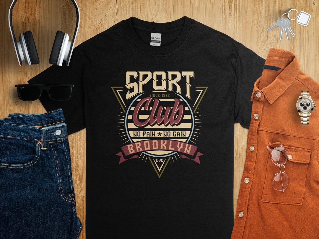 Vintage Sport Club Brooklyn T-shirt, Casual Retro Styled Tee, Unisex ...