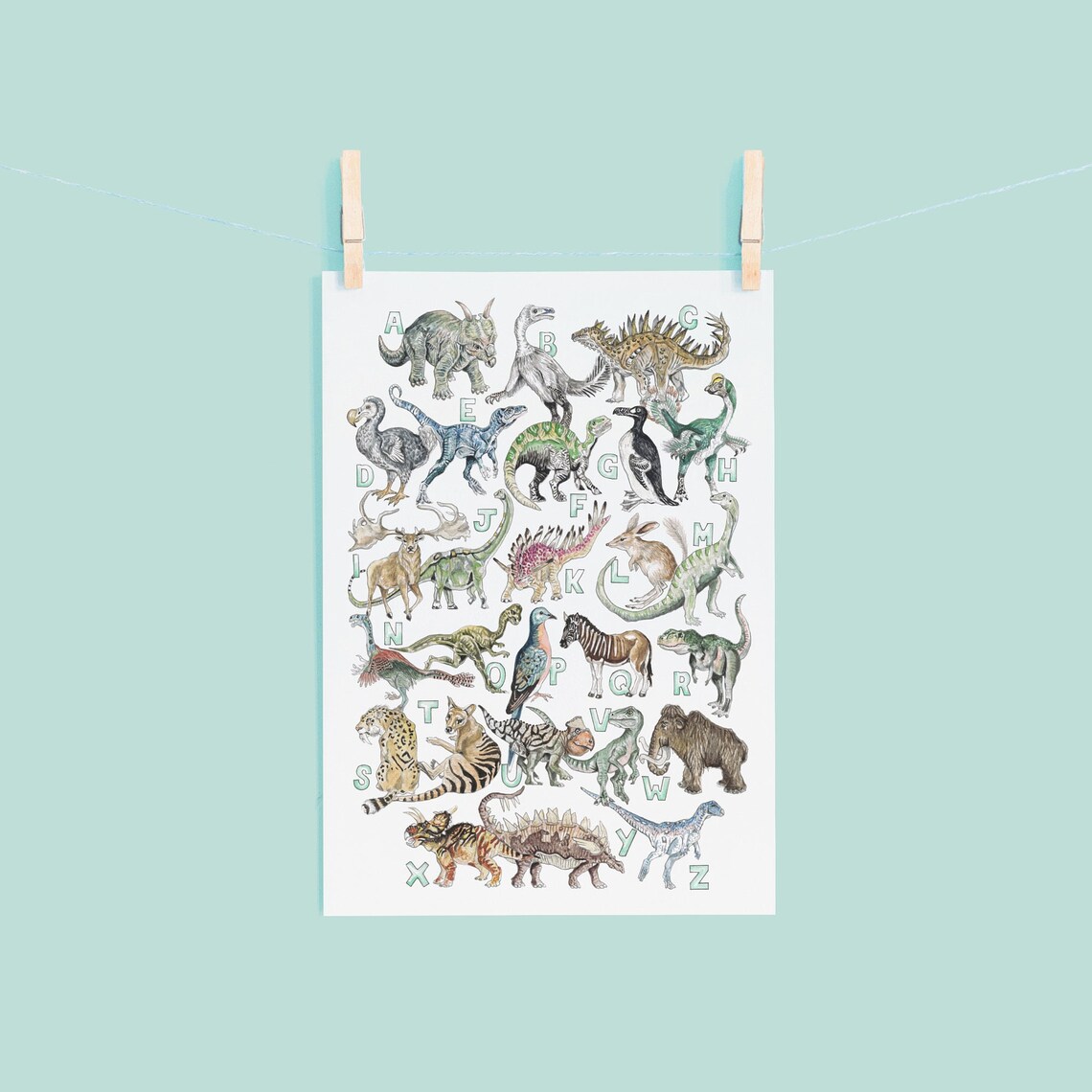 Dinosaur & Extinct Animals Alphabet Dinosaur Alphabet - Etsy