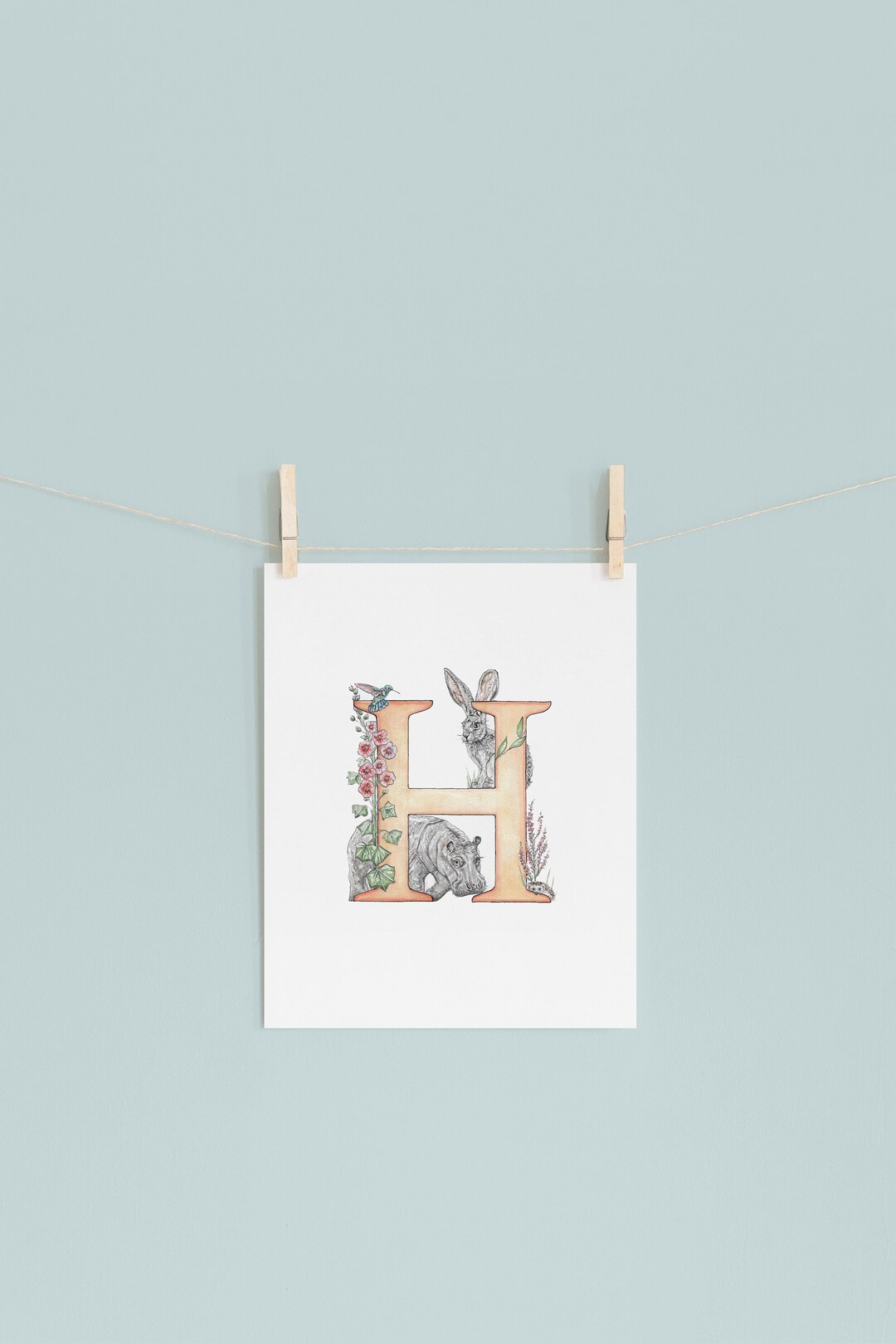 H Letter Print - Etsy