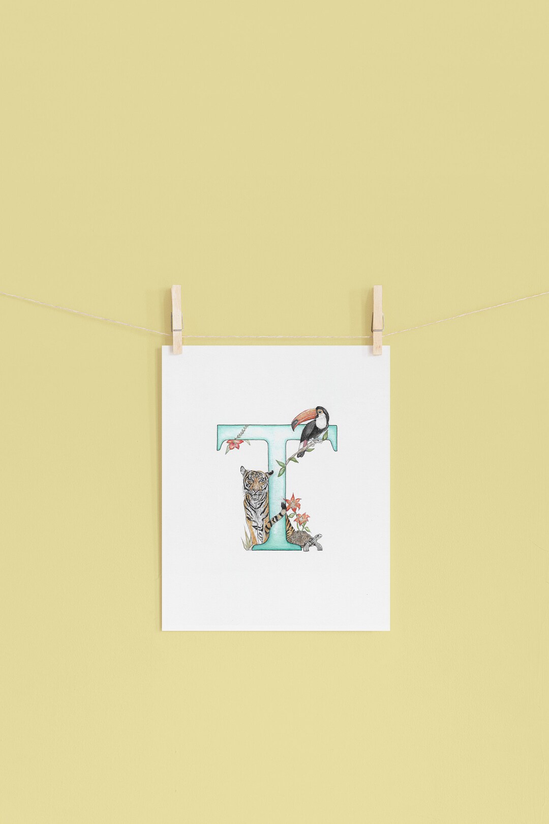 T Letter Print - Etsy