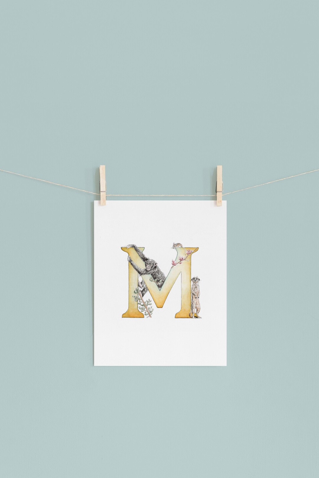 M Letter Print - Etsy