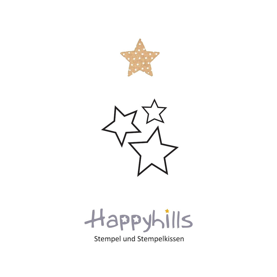 Drei Sternchen Stempel in drei Größen, Stern, Outline, Weihnachtskarte ...