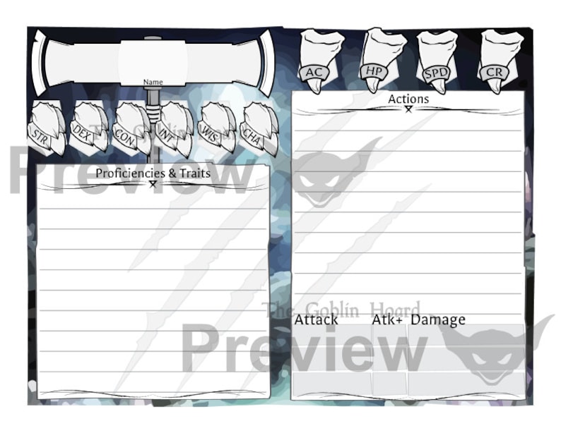 D&D Monster Card Fillable PDF Print at Home - Etsy Canada