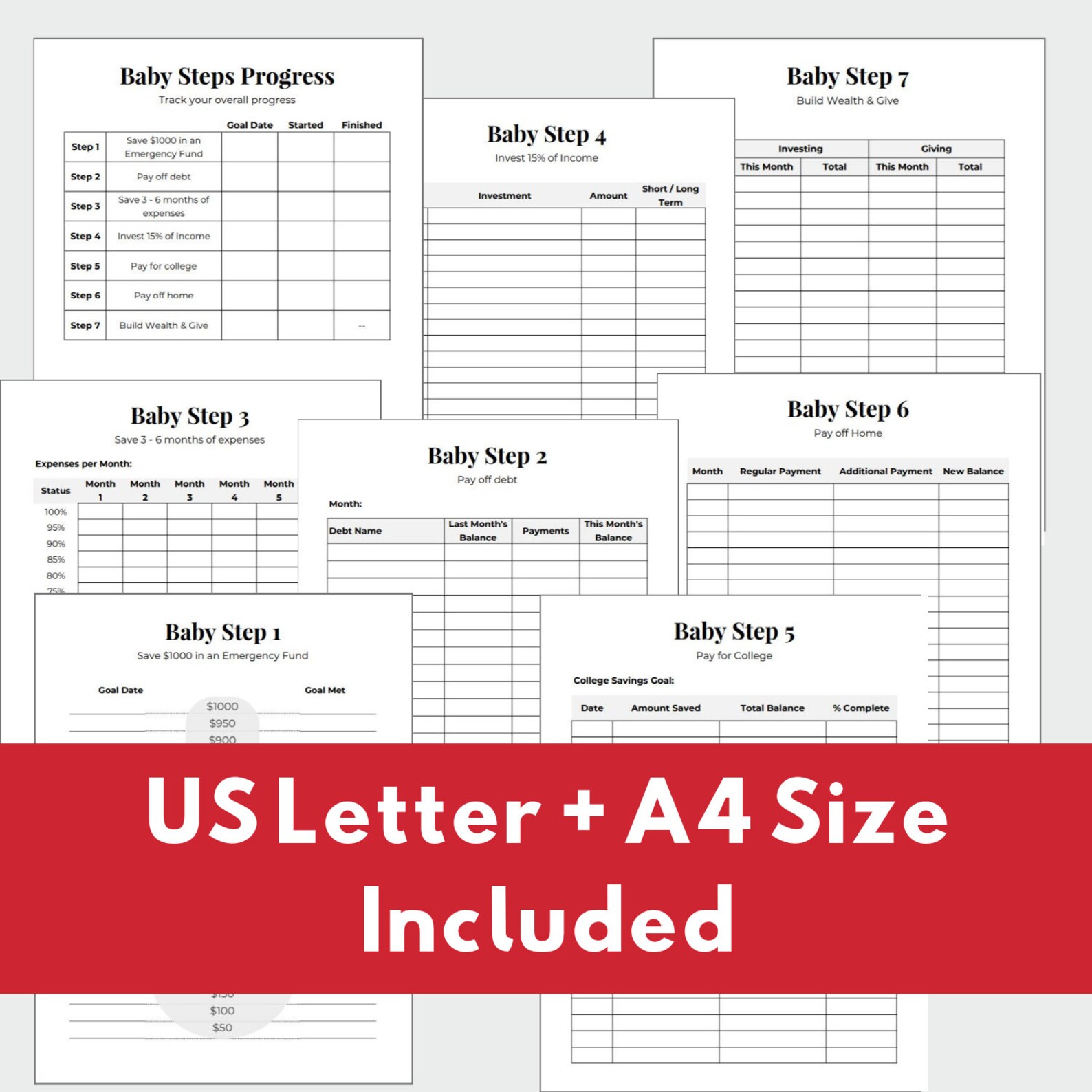 Baby Steps Progress Tracker Printable Planner Pages in A4 and - Etsy