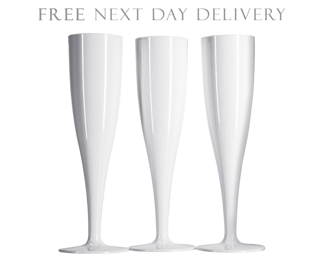 20 X White Plastic Prosecco Flutes 175ml Champagne Glasses - Etsy