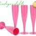 100 X Transparent Pink Plastic Prosecco Flutes 175ml Champagne Glasses ...