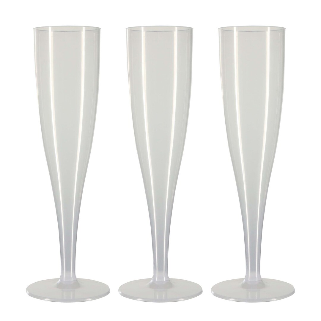 50 X Colourless Biodegradable Plastic Prosecco Flutes 175ml Champagne ...