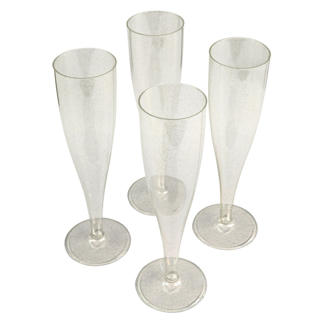 10 X Gold Glitter Prosecco Flutes 175ml Plastic Disposable - Etsy