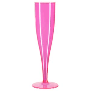 10 X Transparent Pink Plastic Prosecco Flutes 175ml Champagne Glasses ...