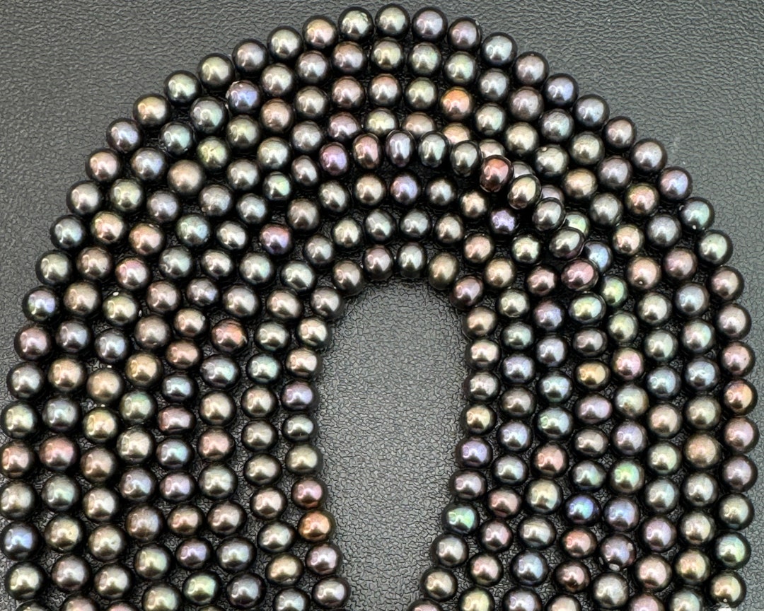 Freshwater Black Pearl Peacock Pearl Strand 5mm | 16" Strand Loose Well ...