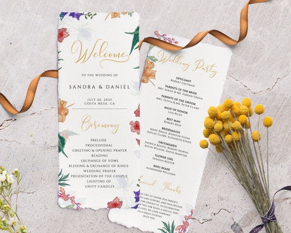 Wild Flower Wedding Program Printable Wedding Program - Etsy