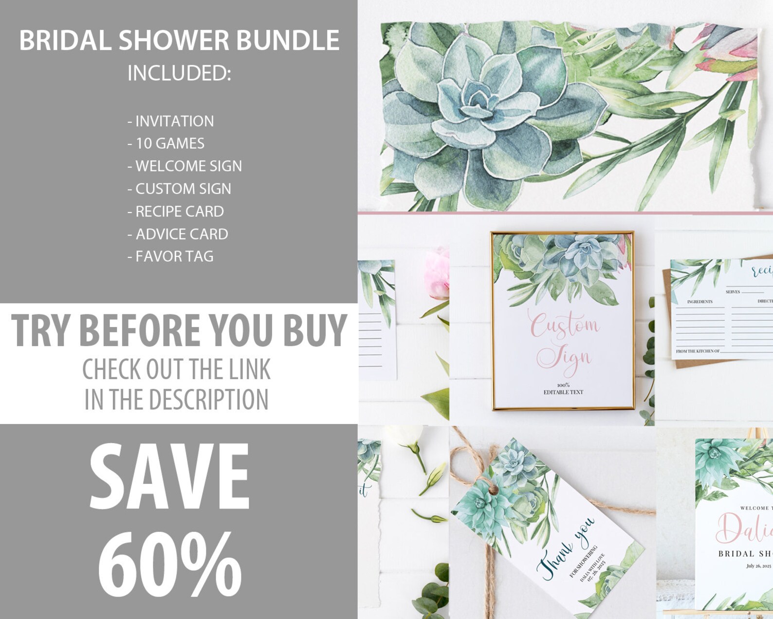 Bridal Shower Bundle Bridal Shower Invitation Bundle Template - Etsy