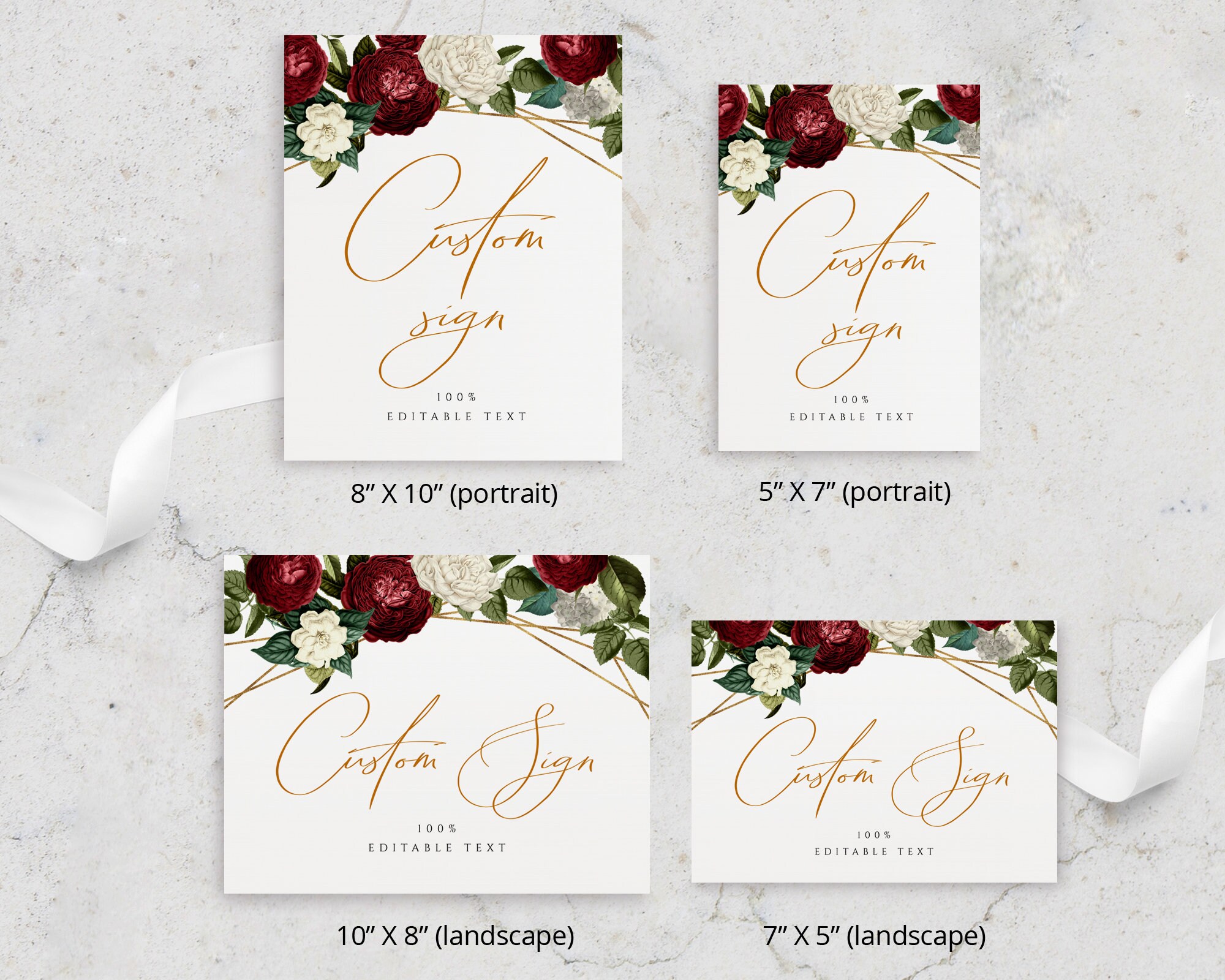 Burgundy Custom Sign, Wedding Sign, Instant Download, Printable Custom ...