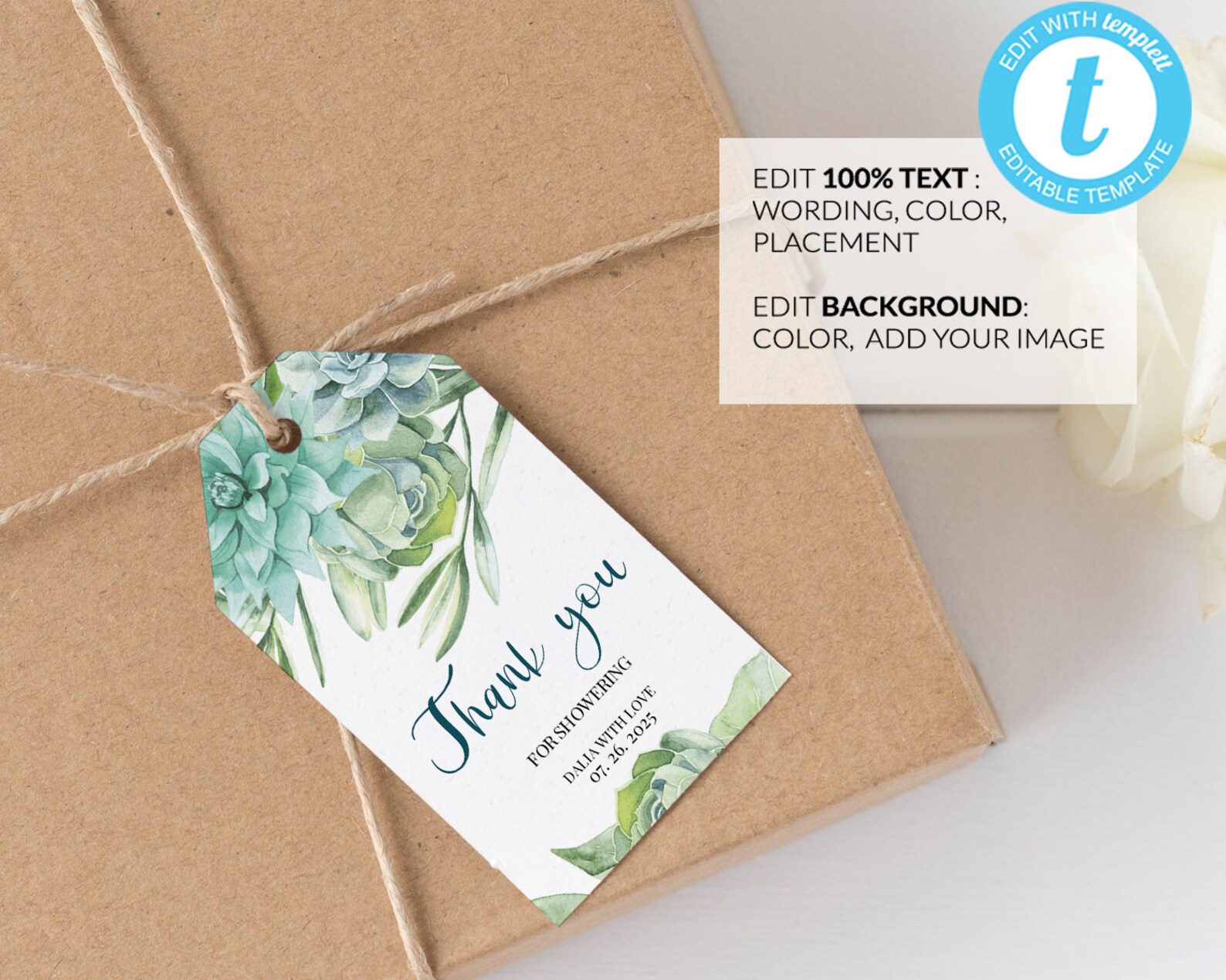 Greenery Bridal Shower Favor Tags Editable Bridal Favor Tag | Etsy